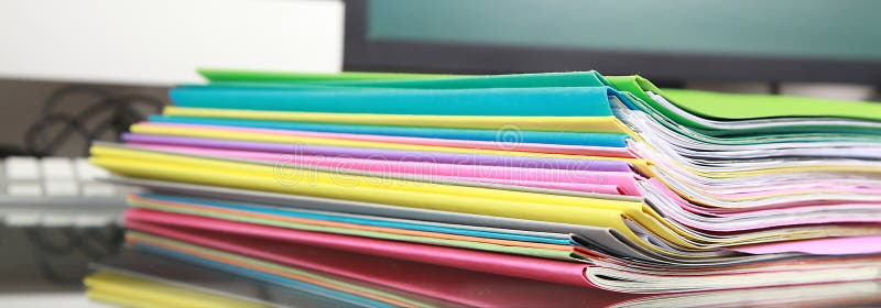 Stack of Folders Containing Work Documents in Different Colors Stock ...