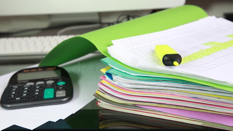 Stack of Folders Containing Work Documents in Different Colors Stock ...