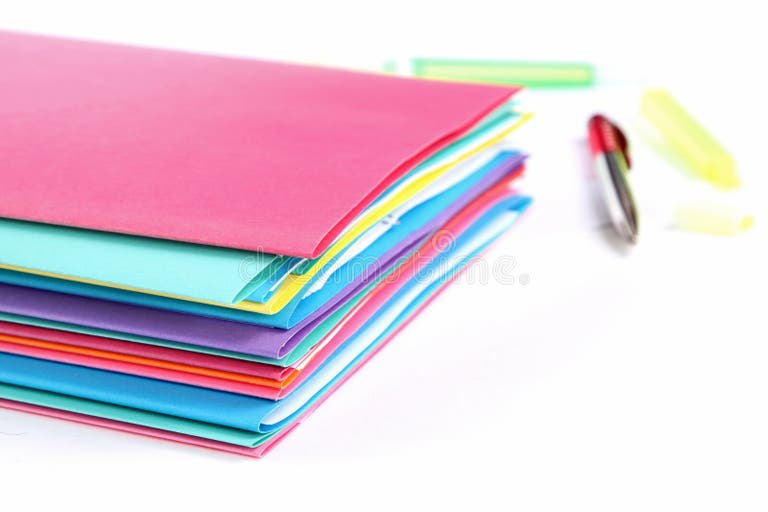 Stack of Folders Containing Work Documents in Different Colors Stock ...