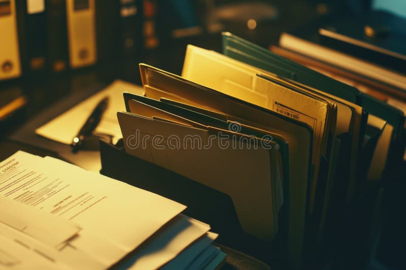 A Stack of Folders on a Desk, Perfect for Organizing Documents Stock ...