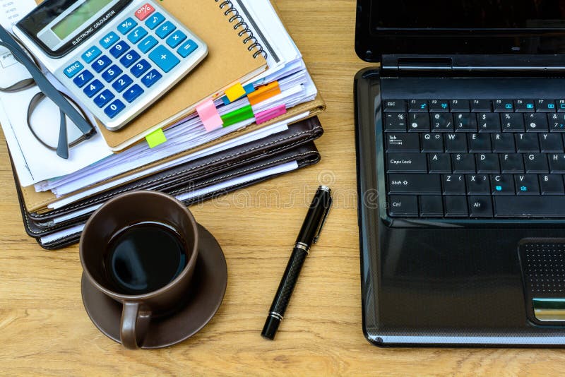 Stack of Folders and Documents with Coffee Stock Image - Image of note ...