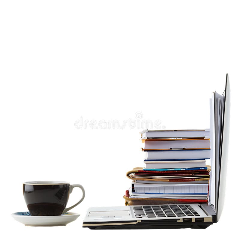 Stack of Folders and Documents on Office Desk Against Transparent ...