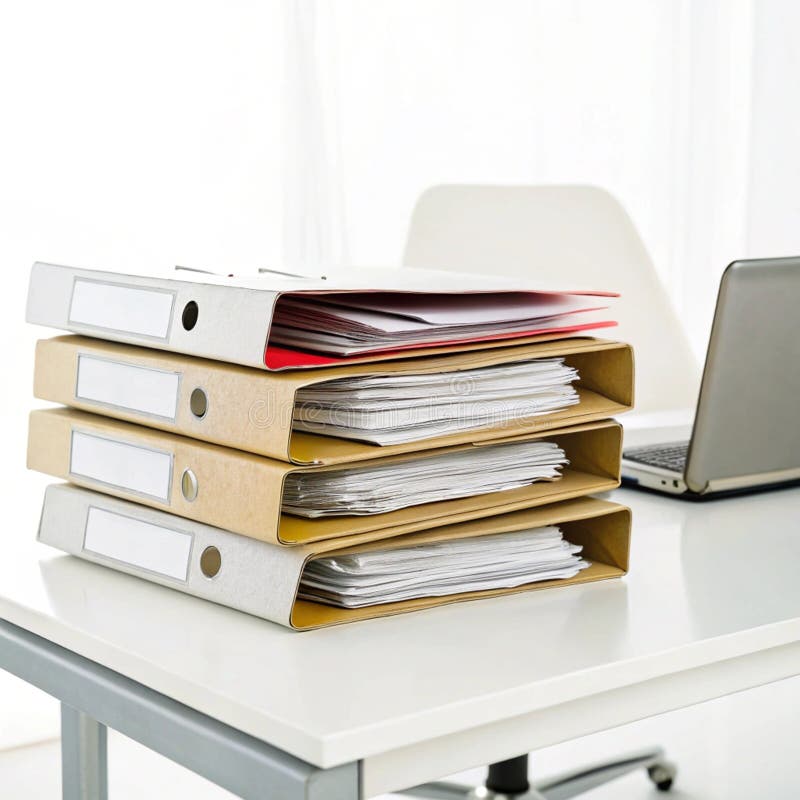 Stack of Folders and Documents Stock Illustration - Illustration of ...