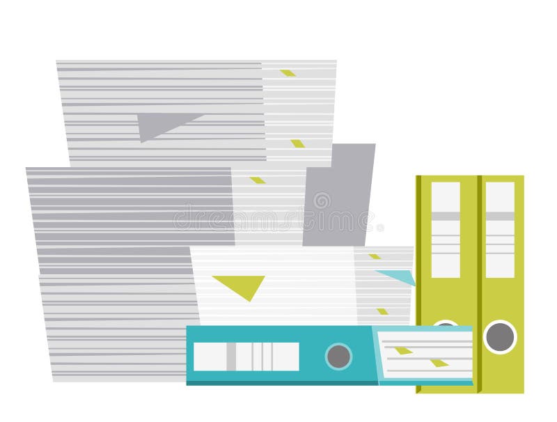 Stack of Folders and Documents Vector Cartoon. Stock Vector ...