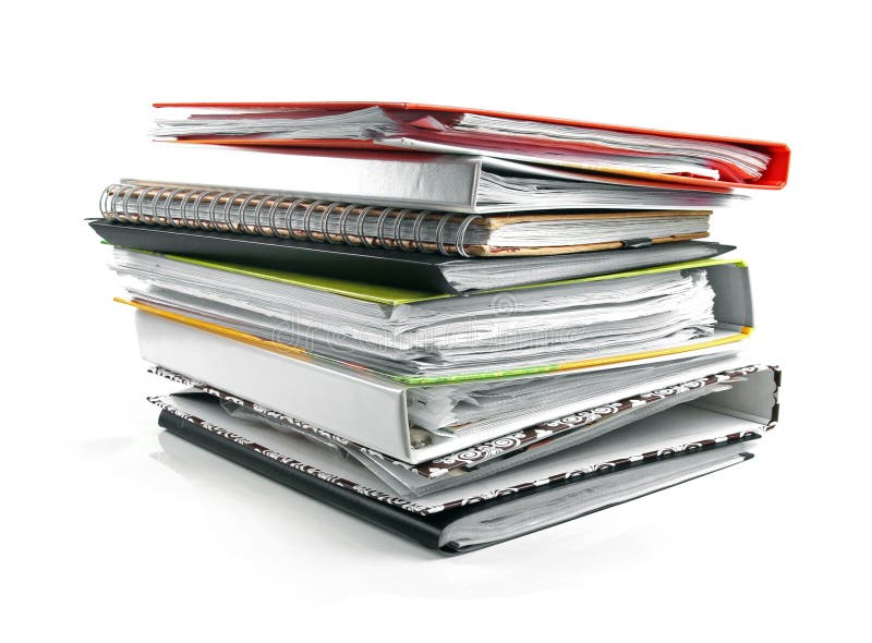 Red Office File Folders Stack With Papers Isolated Stock Image - Image ...