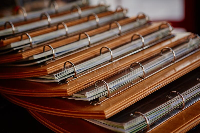 A Stack of Folders Menu in the Bar Stock Photo - Image of green, dining ...