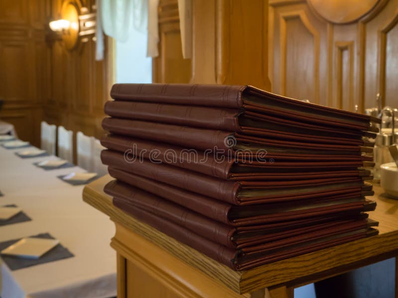 A Stack of Folders from the Menu. Stock Image - Image of consumption ...