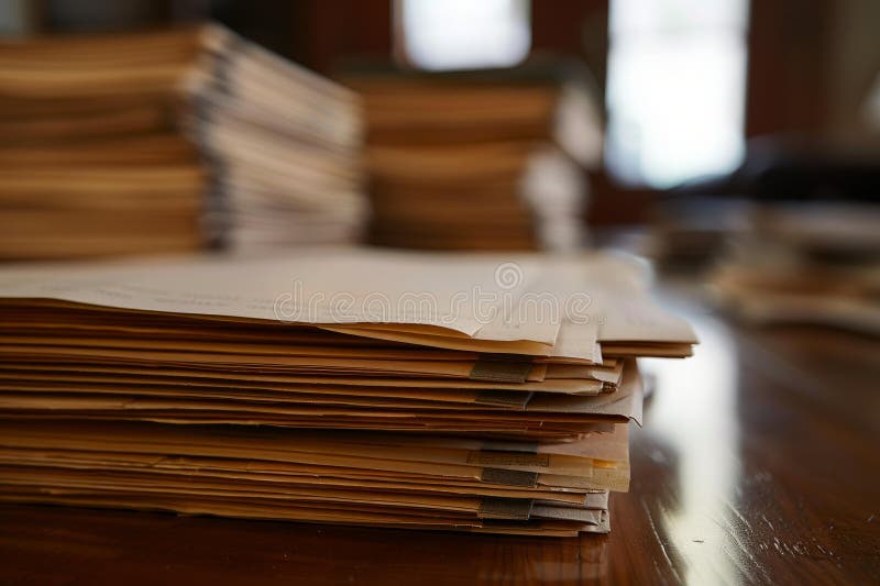 Stack of Folders Sitting on a Desk with More Files in the Background ...