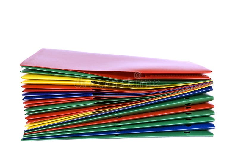 Stack of Folders on White Background Stock Photo - Image of book ...