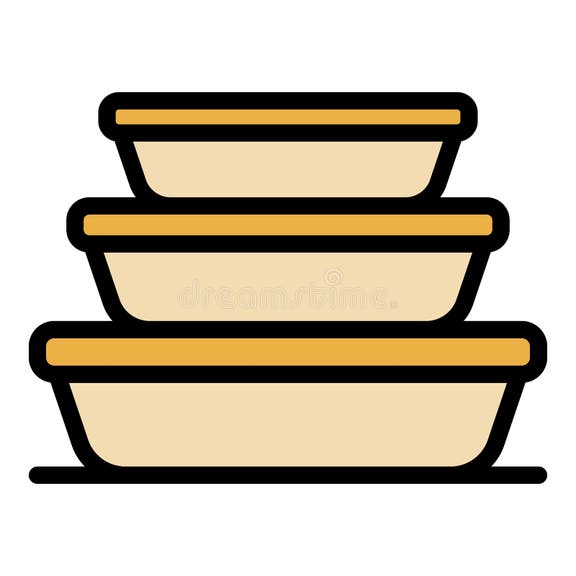 Stack Food Container Icon Color Outline Vector Stock Illustration ...