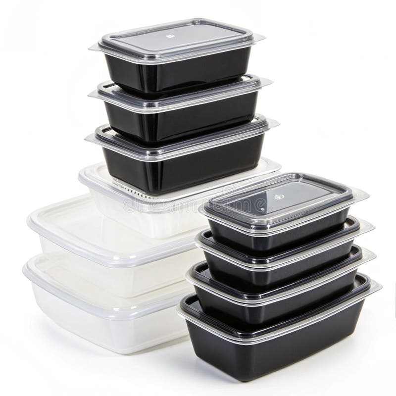 Stack of Food Containers, Clear and Black Stock Illustration ...