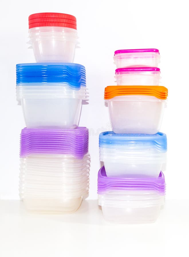 Stack of Food Plastic Containers Isolated on White Background Stock ...
