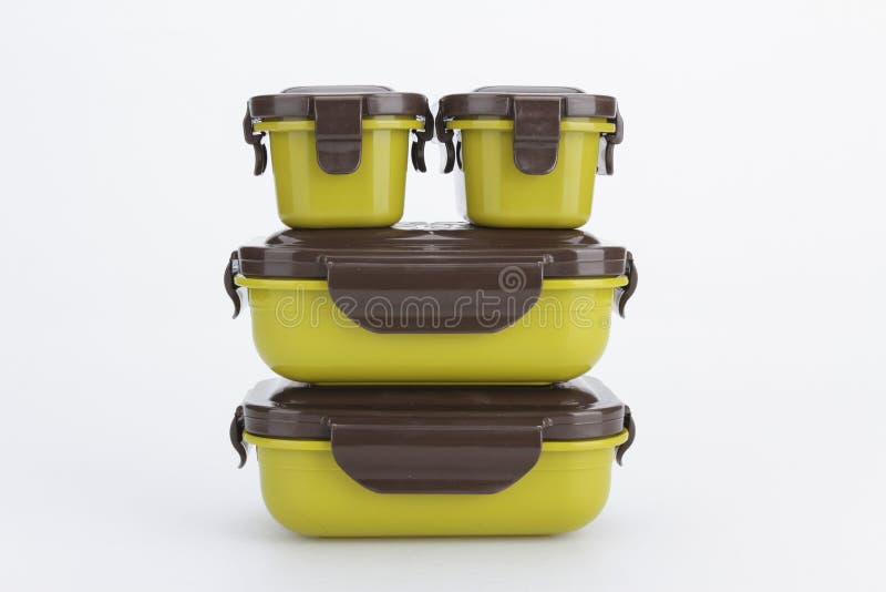 Stack of Food Plastic Containers Isolated on White Stock Image - Image ...