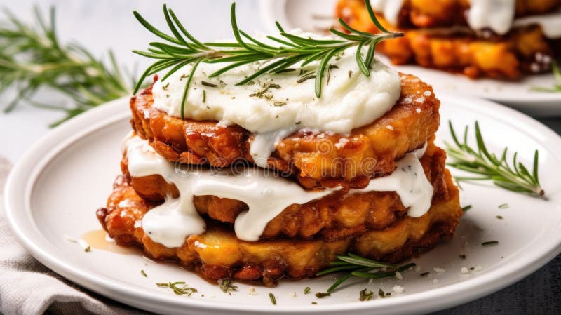 A stack of food on a plate stock illustration. Illustration of indoor ...