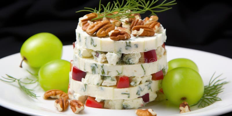 A stack of food on a plate stock illustration. Illustration of culinary ...