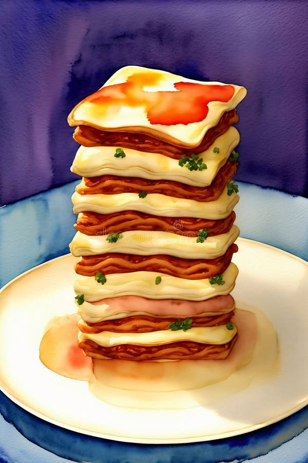 A Stack of Food Sitting on Top of a White Plate. Generative AI Stock ...