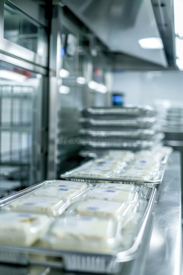 A Stack of Food Trays Sits on a Counter, Awaiting Serving or Storage ...