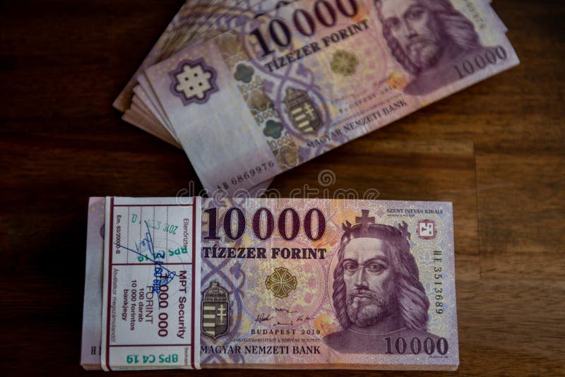 Stack of the 10000 Forint Banknotes. Stacks of 10000 Forint Notes Tied ...