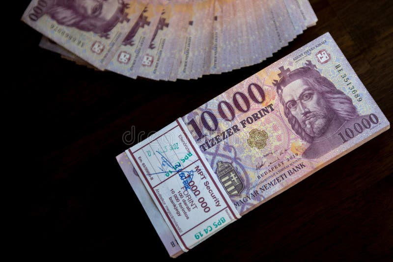 Stack of the 10000 Forint Banknotes. Stacks of 10000 Forint Notes Tied ...