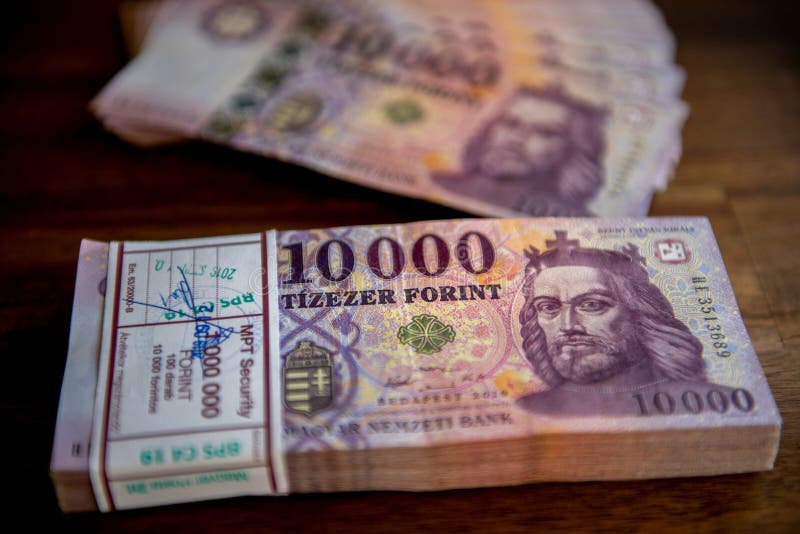 Stack of the 10000 Forint Banknotes. Stacks of 10000 Forint Notes Tied ...