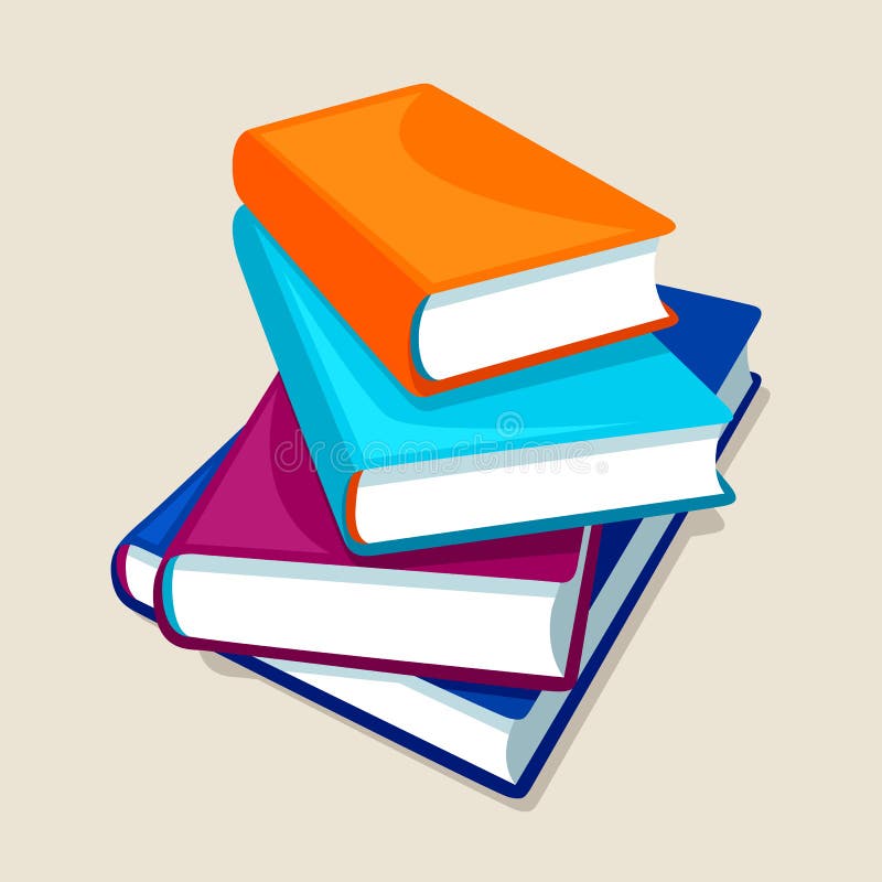 Stack of Four Books. Illustrations for Education and School Stock ...
