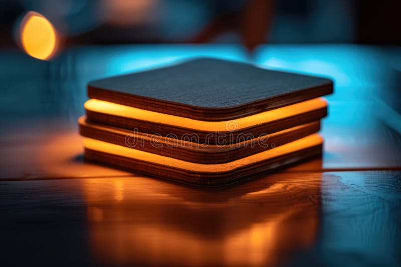 A Stack of Four Coasters Sitting on a Wooden Table, Perfect for Coffee ...
