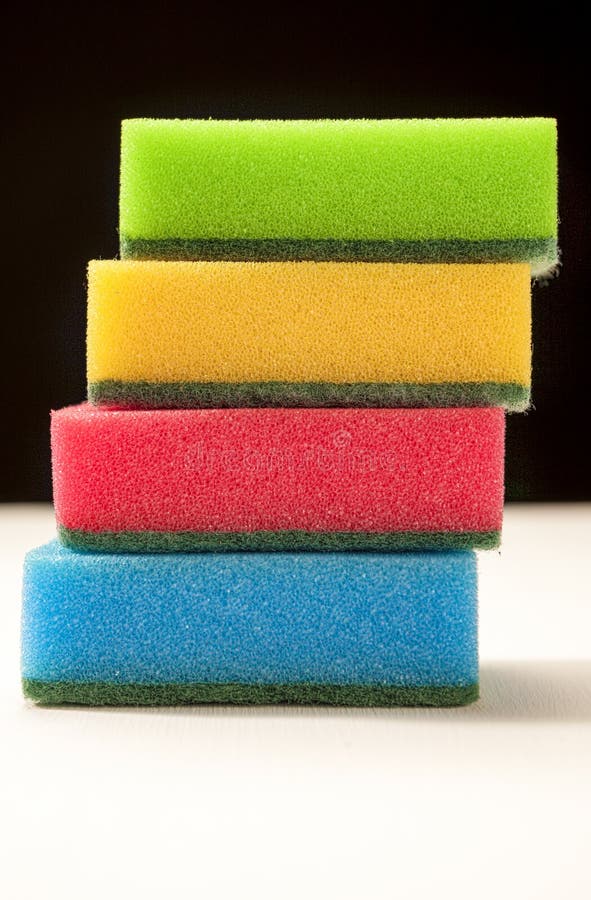 Houseware Concept: Four Colorful Kitchen Sponges Together. Isolated ...