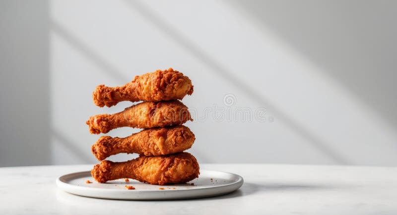 Stack of Four Crispy Fried Chicken Drumsticks. Stock Image - Image of ...