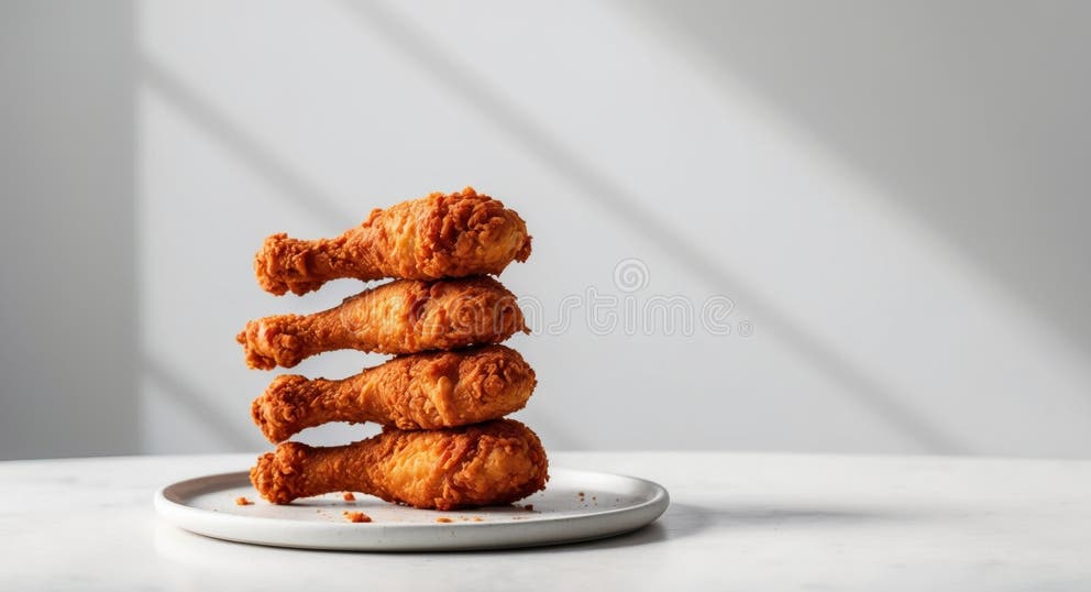 Stack of Four Crispy Fried Chicken Drumsticks. Stock Image - Image of ...