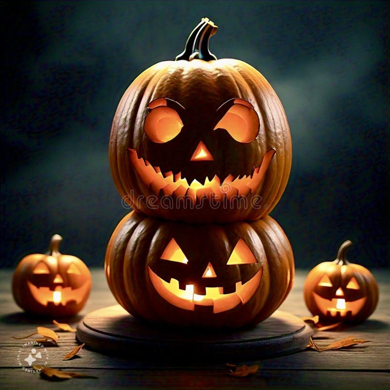 Stack of Four Jack O Lanterns Stock Illustration - Illustration of lone, lanterns: 335490402