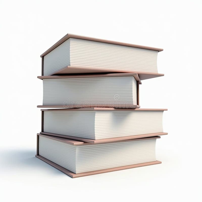A Stack of Four Large Books with White Pages and Plain Covers in a ...