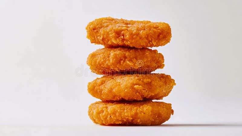 A Stack of Four Pieces of Chicken Nuggets Stacked on Top of Each Other ...