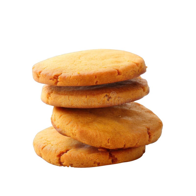 Stack of Four Round Brown Cookies Stock Photo - Illustration of crisp ...