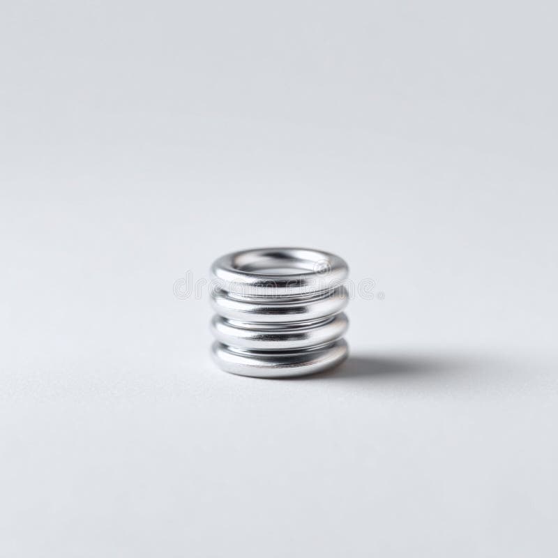 Stack of Four Simple Metal Rings on a Clean White Surface. Minimalist ...