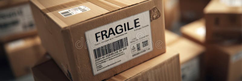 Stack of Fragile Parcels with Barcode Scan Overlay on Open Top Layout ...