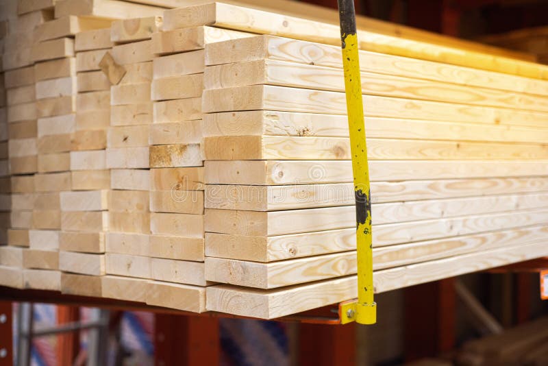 Stack of Framing Studs on Elevated Rack with Gauge Steel Guard Post ...