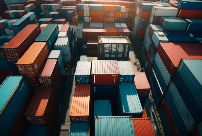 Stack of Freight Shipping Containers in Port, Cargo Shipping Terminal ...