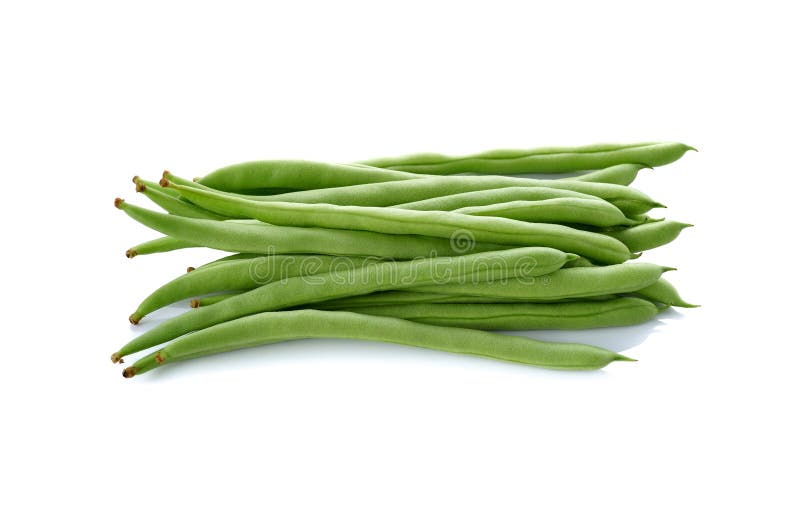 Stack of French Beans on White Stock Photo - Image of closeup, green ...