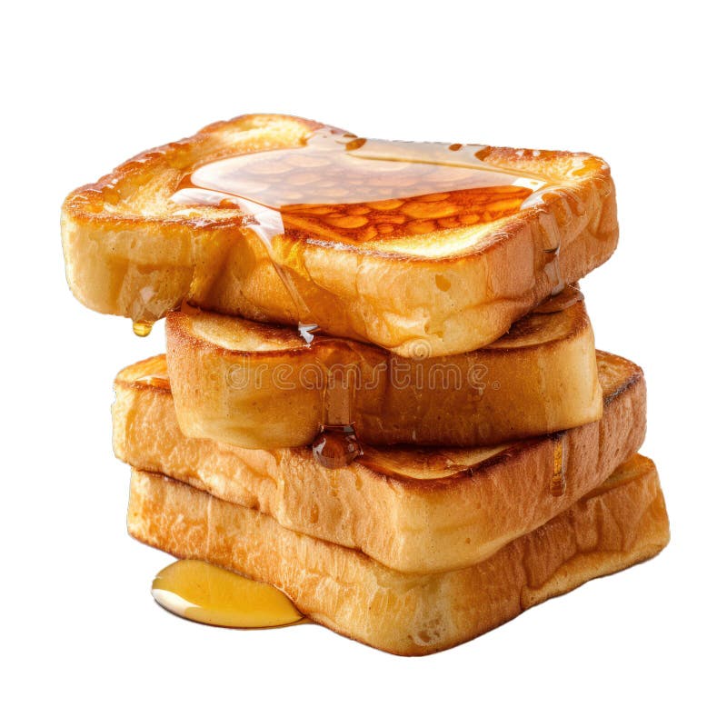 Stack of French Toast Dripping with Syrup on White Background Stock ...