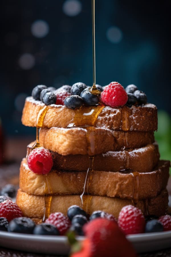 A Stack of French Toast with Syrup and Berries. Generative AI Image ...