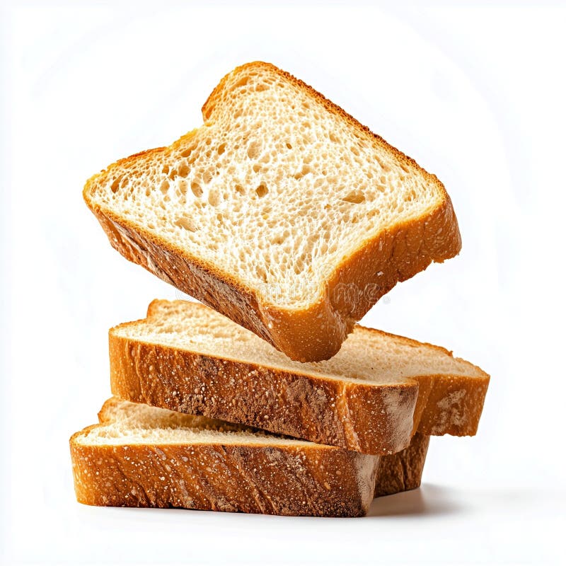 Slices of Bread Loaf Stacked on a White Surface Isolated on Transparent ...