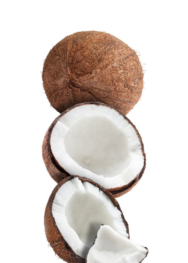 Stack of Fresh Coconuts on White Background Stock Photo - Image of food ...