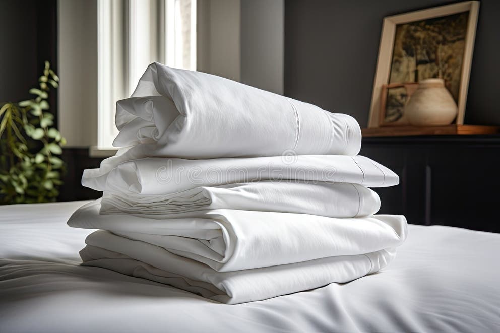A Stack of Fresh and Crisp Sheets, Ready for Their First Night S Sleep ...