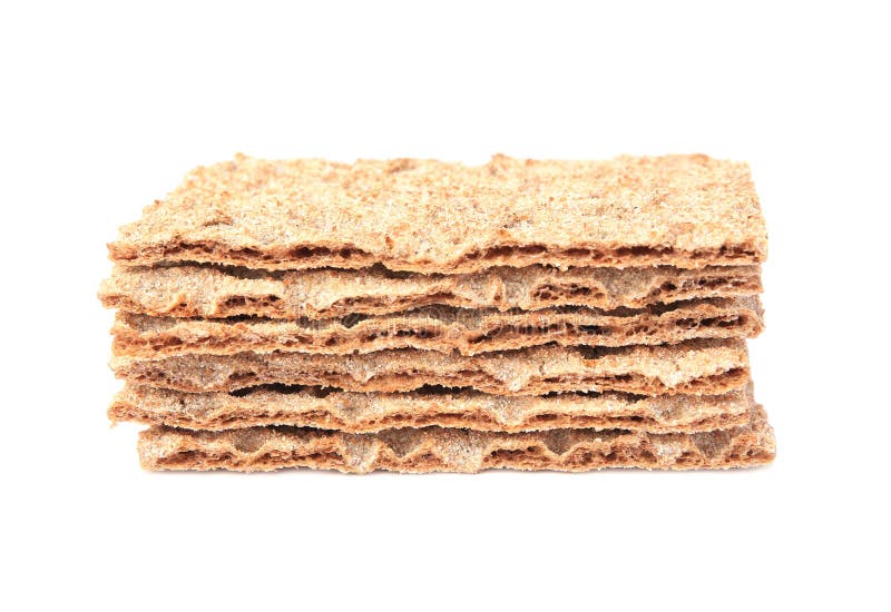 Stack of Fresh Crunchy Crispbreads on White Background. Healthy Snack ...