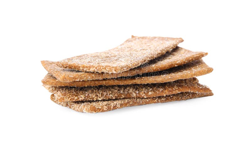 Stack of Fresh Crunchy Rye Crispbreads Isolated on White Stock Photo ...