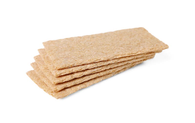 Stack of Fresh Crunchy Rye Crispbreads on White Background Stock Photo ...