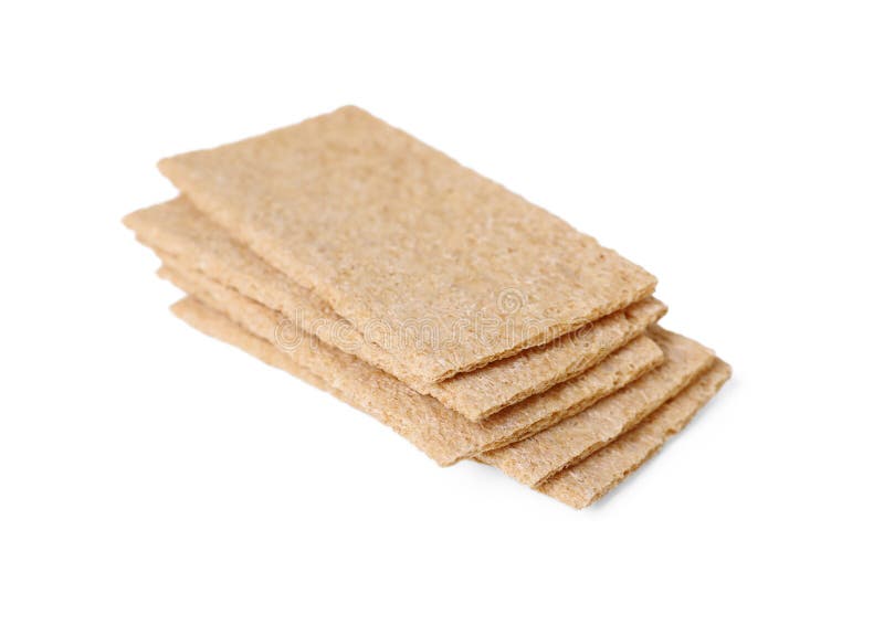Stack of Fresh Crunchy Rye Crispbreads on White Background Stock Photo ...