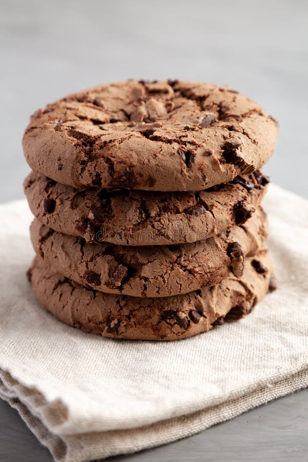 Stack of Fresh Dark Chocolate Chip Cookies, Side View. Close-up Stock ...