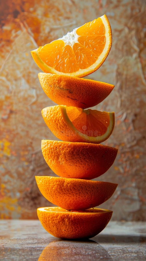 Stack of Fresh Orange Slices on Textured Background, Food Concept Stock ...