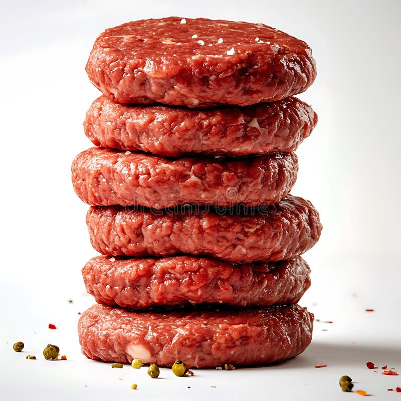Stack of Fresh Raw Beef Burger Patties Ready for Grilling Stock ...